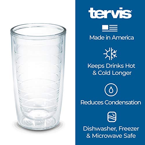 Tervis Pickleball Made in USA Double Walled Insulated Tumbler Cup Keeps Drinks Cold & Hot, 16oz - No Lid, Clear