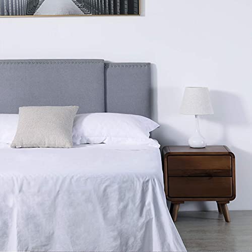 KOTPOP Linen Headboard, Adjustable Sizes 3 in 1 Upholstered Rectangular Headboard,Modern Breathable Fabric with Nailheads for Full/Queen/King Size, Optional Heights from 37" to 49", Grey