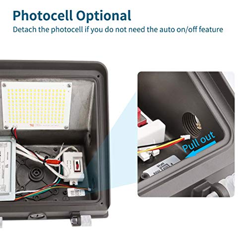 Xbuyee (2 Pack) 80W LED Wall Pack with Dusk-to-Dawn Photocell, Security Outdoor Wall Lights Wall Mounted LED Light Fixture, 120LM/W 5000K 100-277V IP65 Power Tunable (40W/60W/80W)