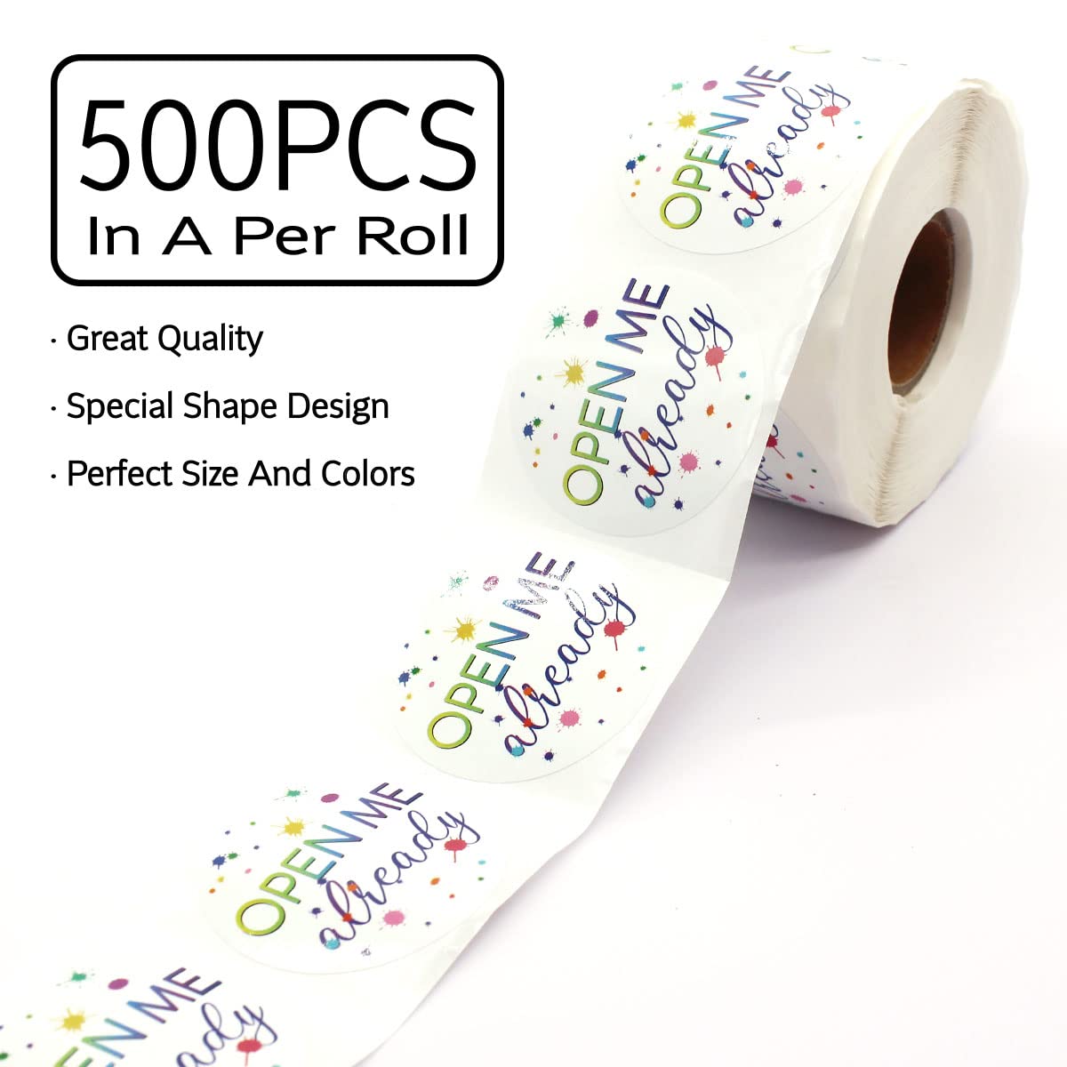 Open Me Already Stickers,Thank You Stickers,Handmade Stickers,Small Shop Stickers,Envelopes Stickers for Small Business, Online Retailers,Handmade Goods,500 Labels Per Roll