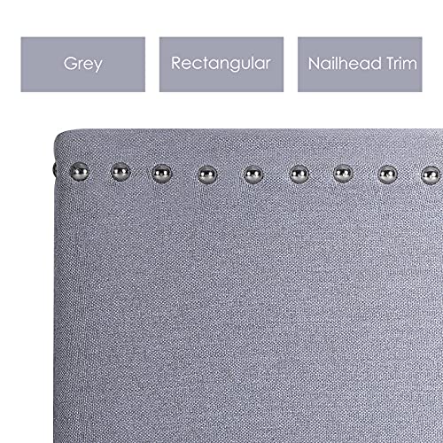 KOTPOP Linen Headboard, Adjustable Sizes 3 in 1 Upholstered Rectangular Headboard,Modern Breathable Fabric with Nailheads for Full/Queen/King Size, Optional Heights from 37" to 49", Grey
