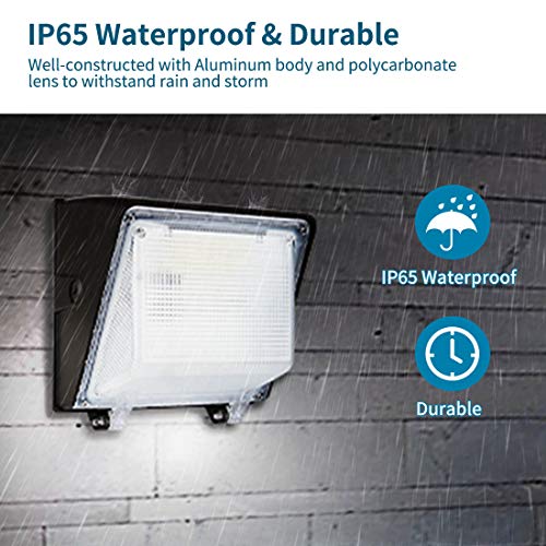 Xbuyee (2 Pack) 80W LED Wall Pack with Dusk-to-Dawn Photocell, Security Outdoor Wall Lights Wall Mounted LED Light Fixture, 120LM/W 5000K 100-277V IP65 Power Tunable (40W/60W/80W)