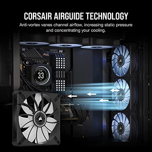 CORSAIR ML140 LED Elite, 140mm Magnetic Levitation White LED Fan with AirGuide, Single Pack, Black