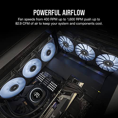 CORSAIR ML140 LED Elite, 140mm Magnetic Levitation White LED Fan with AirGuide, Single Pack, Black
