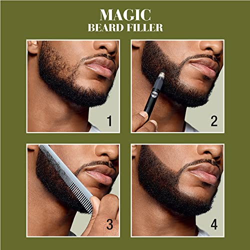 SoftSheen-Carson Magic Grooming Beard Filler Pencil Brush for Men, Waterproof, Fill in Patchy Beard & Cover Greys, Natural Black Shade, Black, 0.05 Fl Oz