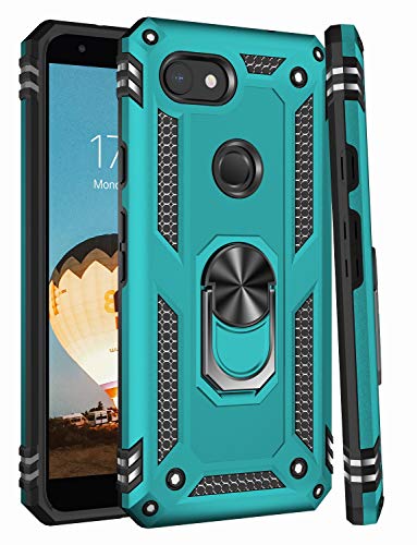 LUMARKE Google Pixel 3A Case with Screen Protector,Pass 16ft. Drop Tested Military Grade Cover with Magnetic Ring Kickstand Car Mount Holder,Protective Phone Case for Google Pixel 3A Teal