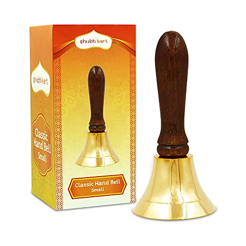 Shubhkart Wooden Classic Bell- for Wedding Events Decoration, Food Line, Alarm, Jingles, Ringing, Service Bell (Small)