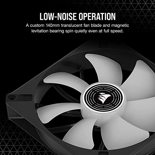 CORSAIR ML140 LED Elite, 140mm Magnetic Levitation White LED Fan with AirGuide, Single Pack, Black