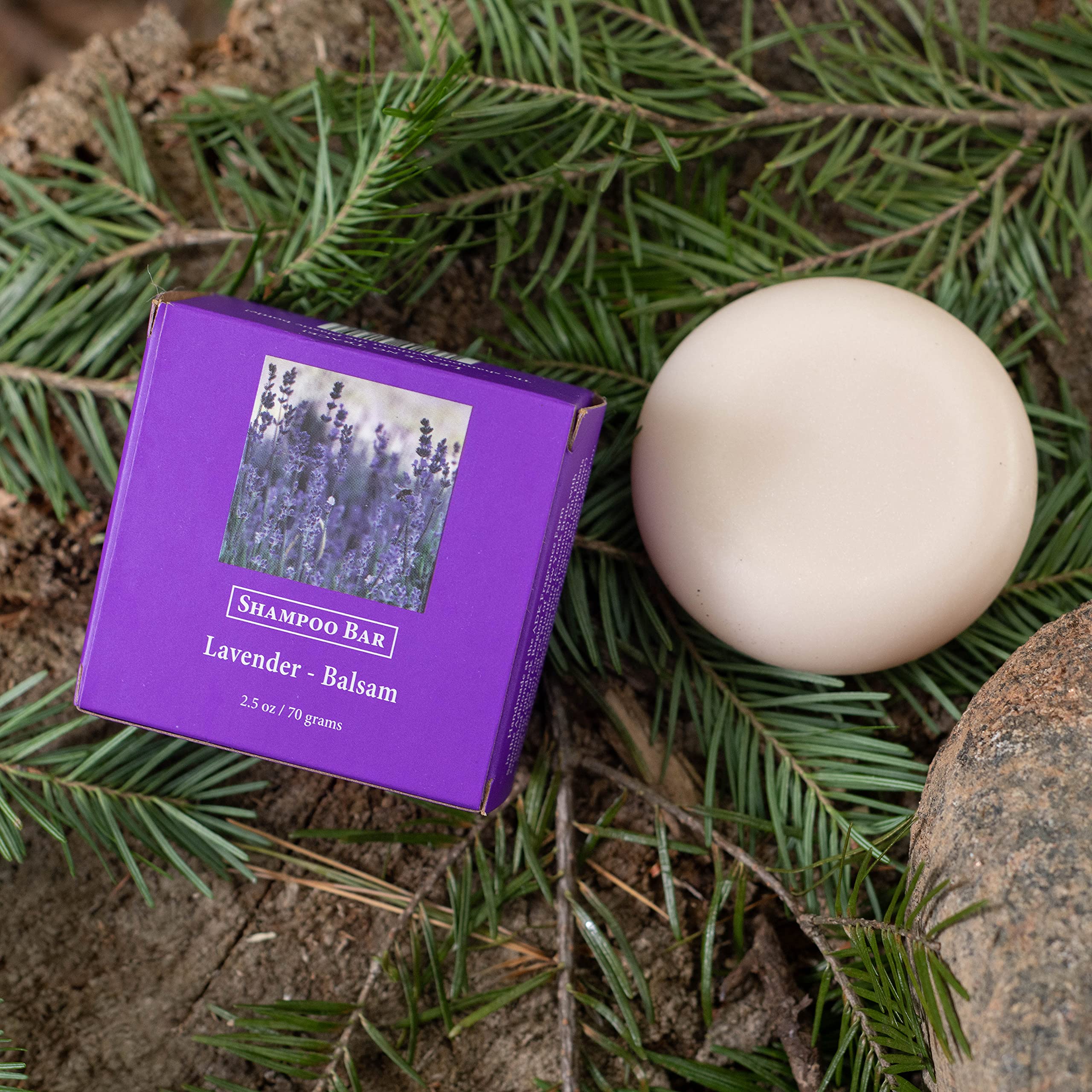 Adirondack Fragrance & Flavor Farm ADK Balsam Lavender Shampoo Bar for Oily Hair & Sensitive Scalp, Essential Oils, Sulfate-Free Plant-Based Vegan & Eco Friendly Solid Hair Cleanser, 2.5 Oz, 70 grams