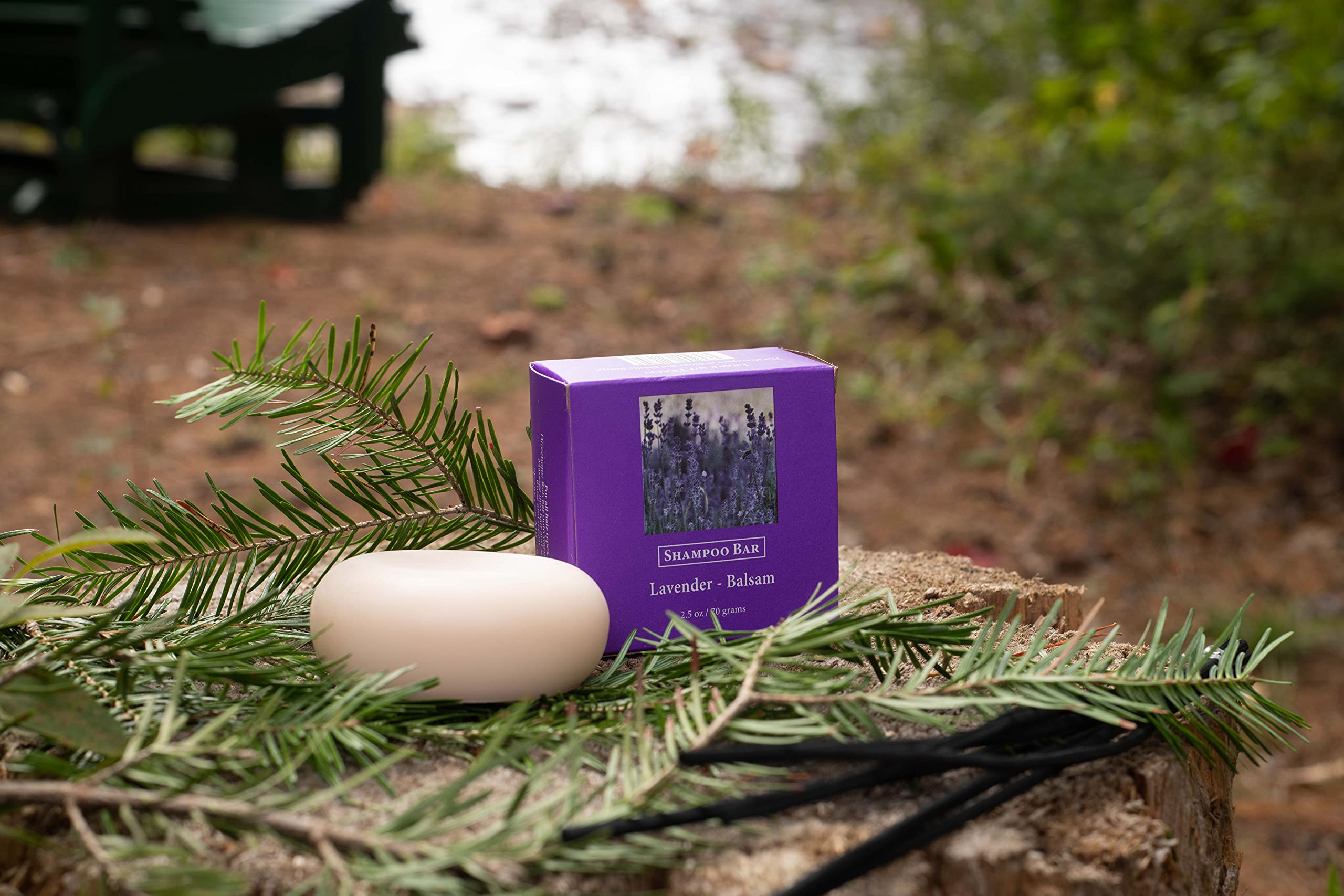 Adirondack Fragrance & Flavor Farm ADK Balsam Lavender Shampoo Bar for Oily Hair & Sensitive Scalp, Essential Oils, Sulfate-Free Plant-Based Vegan & Eco Friendly Solid Hair Cleanser, 2.5 Oz, 70 grams