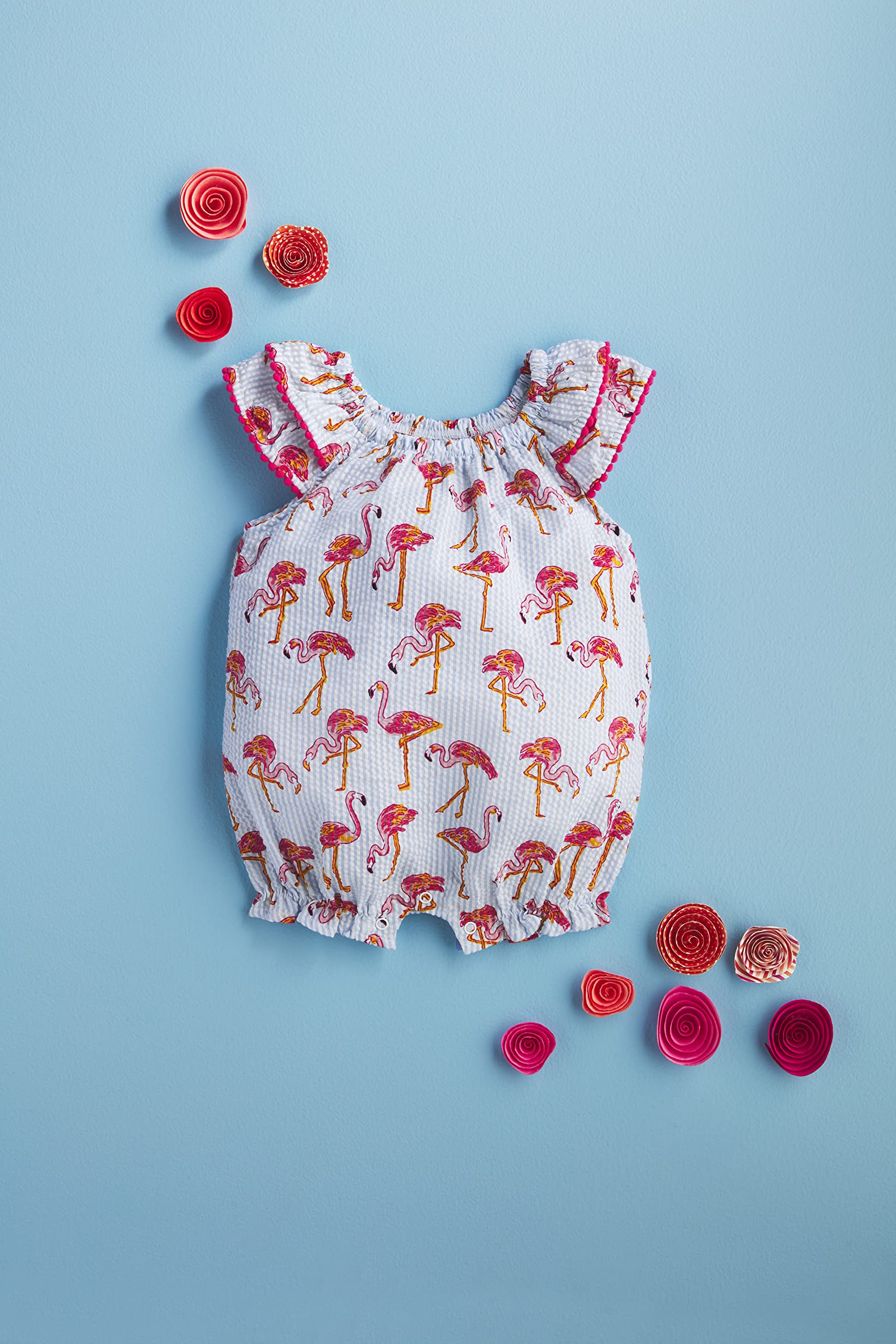 Mud Pie baby girls Ruffle Sleeves Mud Pie Bubble Flamingo 12 18 Months, Flamingo, Size 12-18M US
