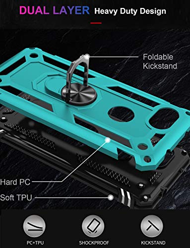 LUMARKE Google Pixel 3A Case with Screen Protector,Pass 16ft. Drop Tested Military Grade Cover with Magnetic Ring Kickstand Car Mount Holder,Protective Phone Case for Google Pixel 3A Teal