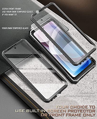 Poetic Revolution Series Case for Motorola Moto One 5G Ace (2021), Full-Body Rugged Dual-Layer Shockproof Protective Cover with Kickstand and Built-in-Screen Protector, Black