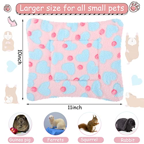 Jetec 3 Pieces Guinea Pig Bed Mat Rabbit Warm Bed Hamster Bedding Winter Hamster Sleep Pad for Bunny Hamster Squirrel Hedgehog Chinchilla, 3 Colors (Heart)