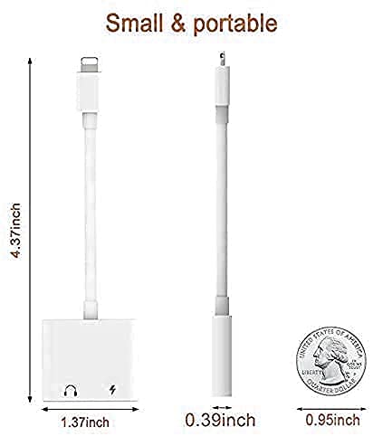 Apple MFi Certified 2 Pack Lightning to 3.5mm Headphones Jack Aprolink Adapter for iPhone Dongle 2 in 1 Charger and Aux Audio Splitter Adapter Compatible with iPhone 12 11 XS XR 8 7