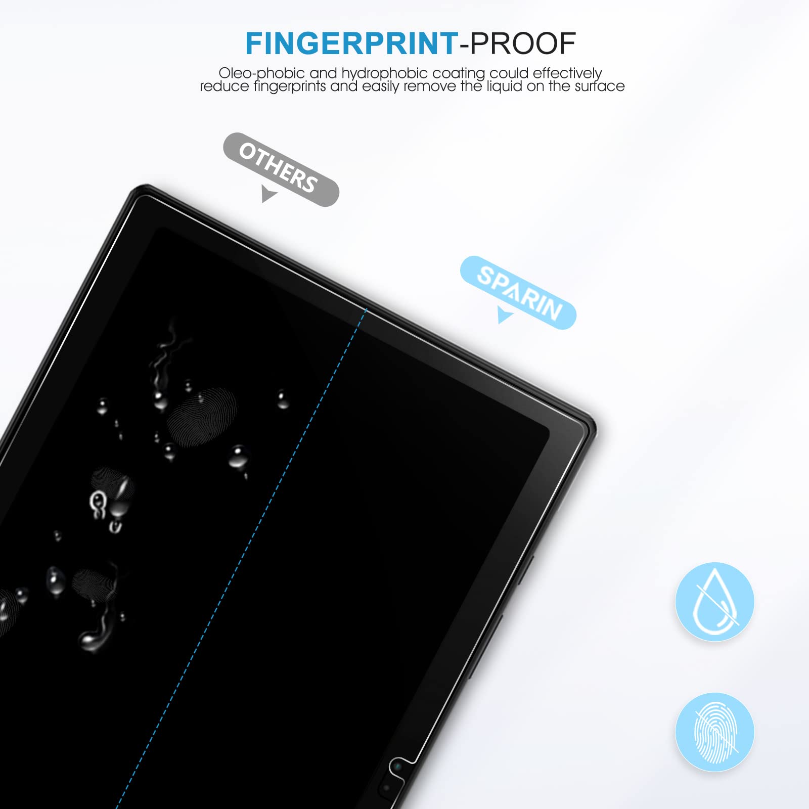 SPARIN 2 Pack Screen Protector for Galaxy Tab A8 10.5 inch 2022, Tempered Glass with Alignment Tool for Samsung SM-X200/X205/X207