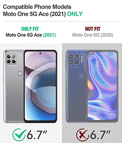 Poetic Revolution Series Case for Motorola Moto One 5G Ace (2021), Full-Body Rugged Dual-Layer Shockproof Protective Cover with Kickstand and Built-in-Screen Protector, Black