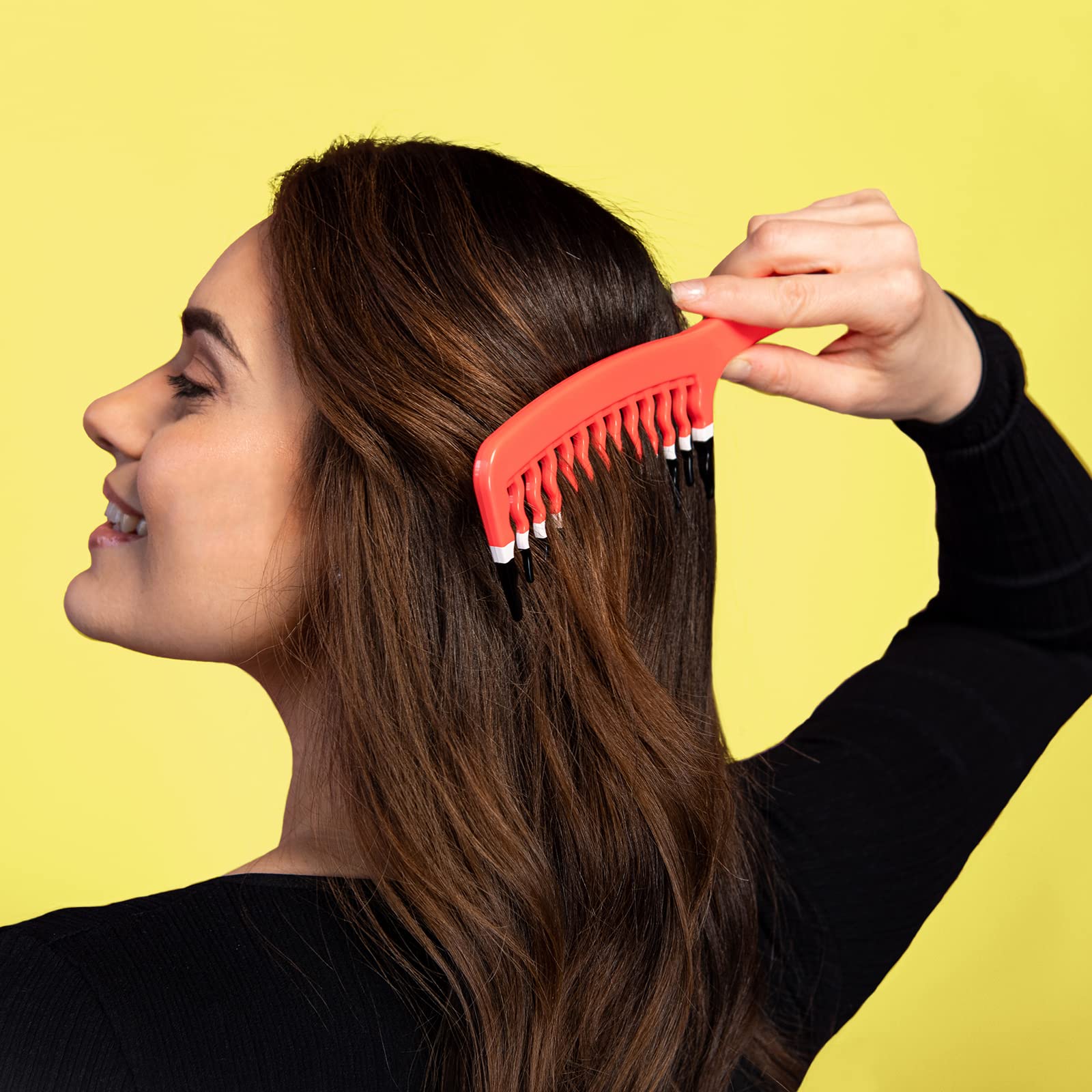 KISMETICS Big Hair Tools Extra Large Wide Tooth Comb for Thick, Curly, Wavy or Long Hair - Frizz-Free Detangling Shower Comb - Orange