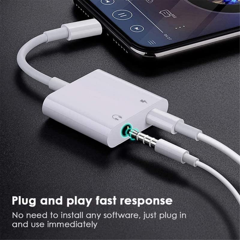 Apple MFi Certified 2 Pack Lightning to 3.5mm Headphones Jack Aprolink Adapter for iPhone Dongle 2 in 1 Charger and Aux Audio Splitter Adapter Compatible with iPhone 12 11 XS XR 8 7