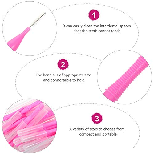 40pcs Interdental Picks Dental Brush Picks Dental Floss Interdental Cleaners 0.7mm Pink Floss Picks,Floss for Braces
