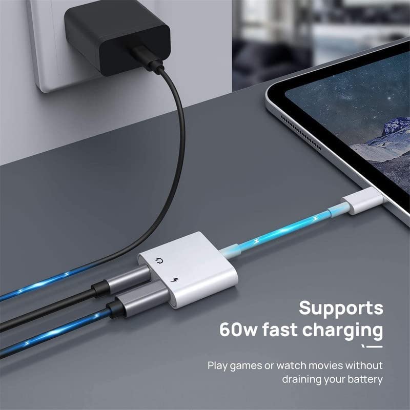 Apple MFi Certified 2 Pack Lightning to 3.5mm Headphones Jack Aprolink Adapter for iPhone Dongle 2 in 1 Charger and Aux Audio Splitter Adapter Compatible with iPhone 12 11 XS XR 8 7