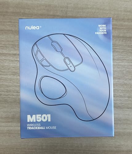 Nulea M501 Wireless Trackball Mouse, Rechargeable Ergonomic, Easy Thumb Control, Precise & Smooth Tracking, 3 Device Connection (Bluetooth or USB Receiver), Compatible for PC, Laptop, Mac, Windows.