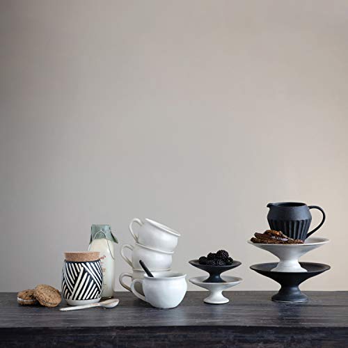 Creative Co-Op 14 oz. Stoneware, Reactive Glaze, Matte Black Finish Pitcher, 4.5"