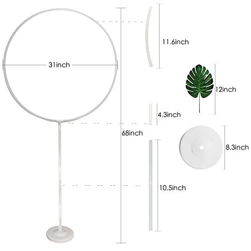 Elecrainbow 67 Inches Height Round Circle Balloon Arch Frame Stand Kit for Party Decorations, Balloon Column Base, Pole, Balloon Clip Rings, Balloon Tie Tool, Strip & 5 Packs of Accessories Included