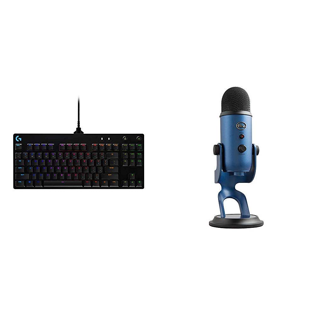 Logitech G PRO Mechanical Gaming Keyboard with Blue Yeti USB Microphone, Midnight Blue (Renewed)