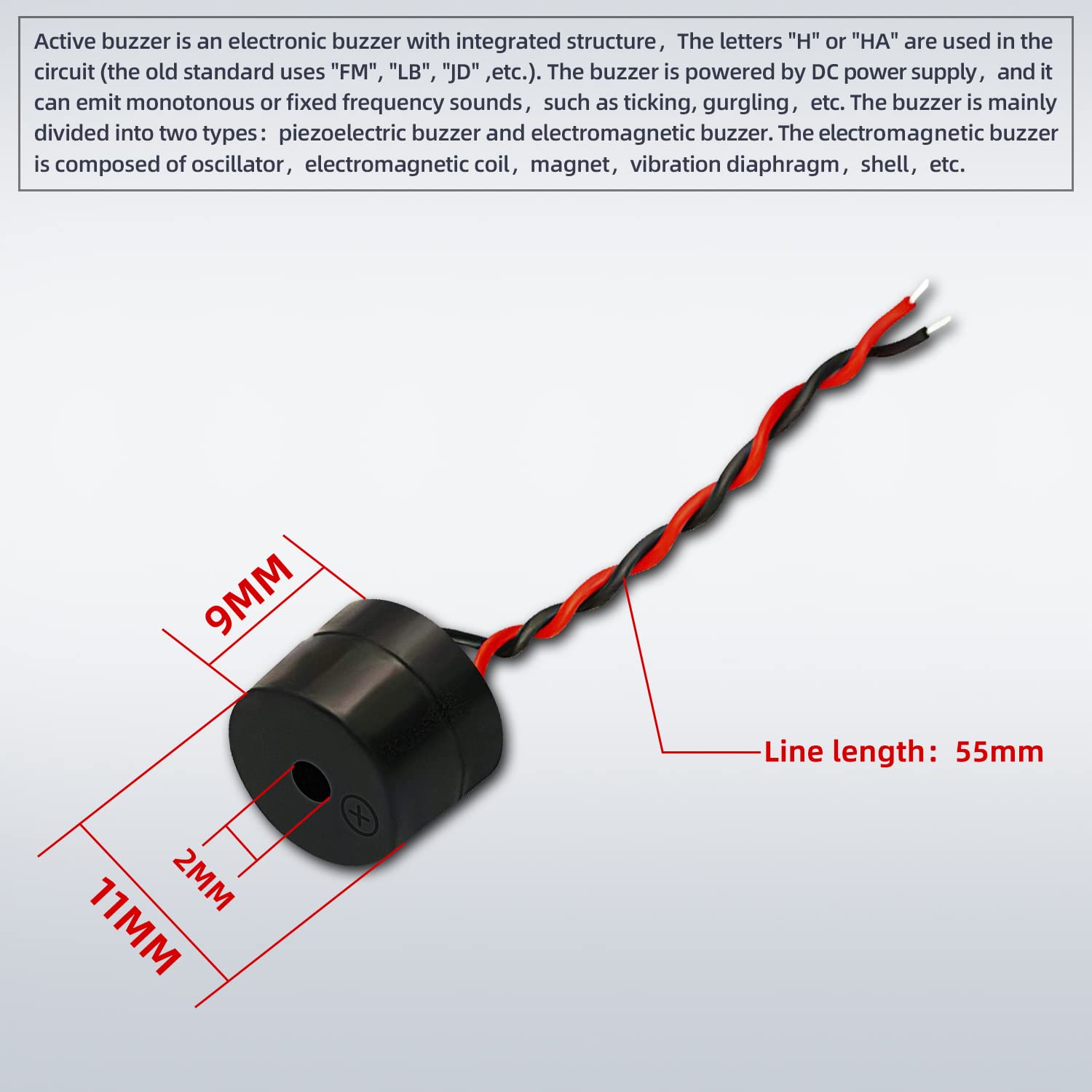 DaFuRui 30Pcs DC 12V Electronic DC Buzzer 5v Alarm Active Piezo Beep Sound ABS Housing 85dB Wired Connector Black