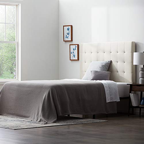 LUCID Upholstered Rectangle Square Tufting headboard, King/California King, Pearl