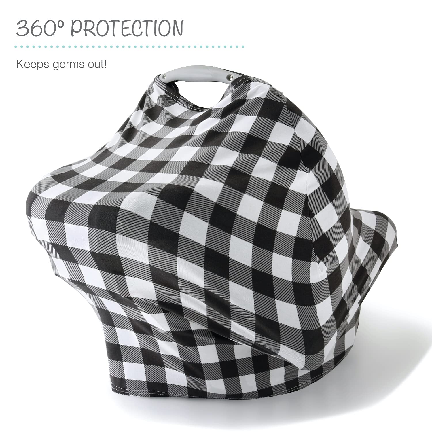 The Peanutshell 6 in 1 Multi Use Nursing Cover | Buffalo Check | Cover for Nursing, Car Seat, High Chair, Shopping Cart, Blanket, Breastfeeding Scarf…
