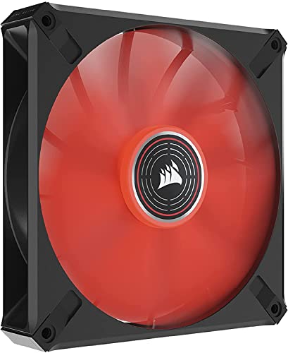 CORSAIR ML140 LED Elite, 140mm Magnetic Levitation Red LED Fan with AirGuide, Single Pack, Black