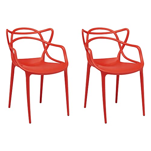 CangLong Cross Back Dining Chair Casual Chair for Restaurants, Cafes, Kitchens, Dining Rooms Set of 2, Rust