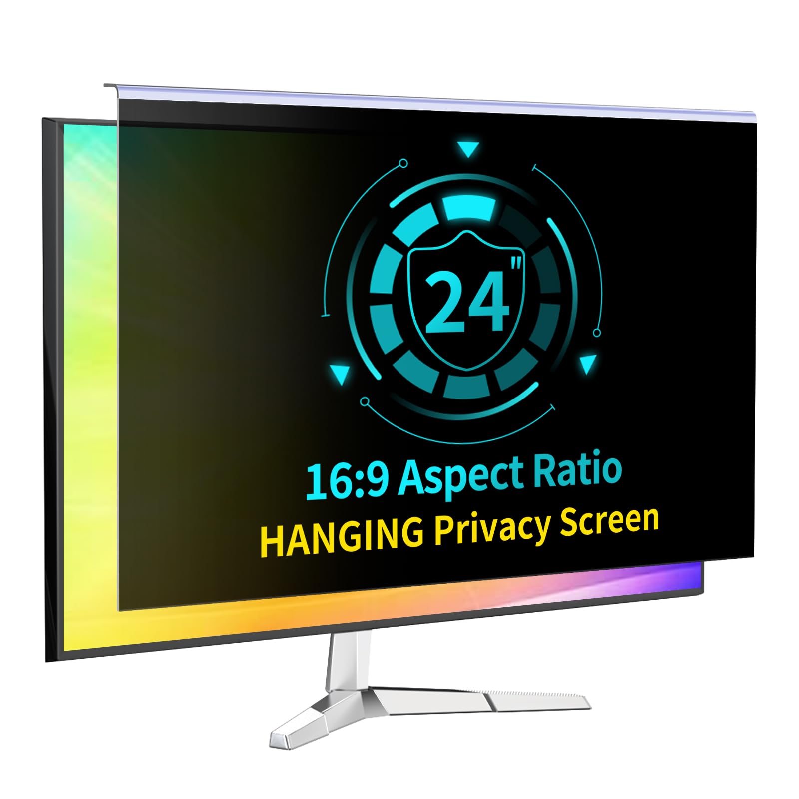 DEJIMAX 24 Inch Computer Privacy Screen for 16:9 Computer Monitor, Anti-Blue Light Monitor Privacy Screen Filter, Anti-UV Computer Screen Privacy Shield, Hanging Type, Universal 23.6" 23.8" 24''