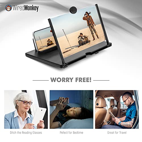 Phone Screen Magnifier with Screen Cleaning Cloth - Premium Screen Magnifier for Cell Phone - HD Phone Magnifier Screen - 3D Cell Phone Screen Magnifier - Cell Phone Accessories for All Ages