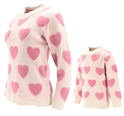 Unique Baby Womens Mommy and Me Valentines Crewneck Knit Sweater (Lrg, Grey)