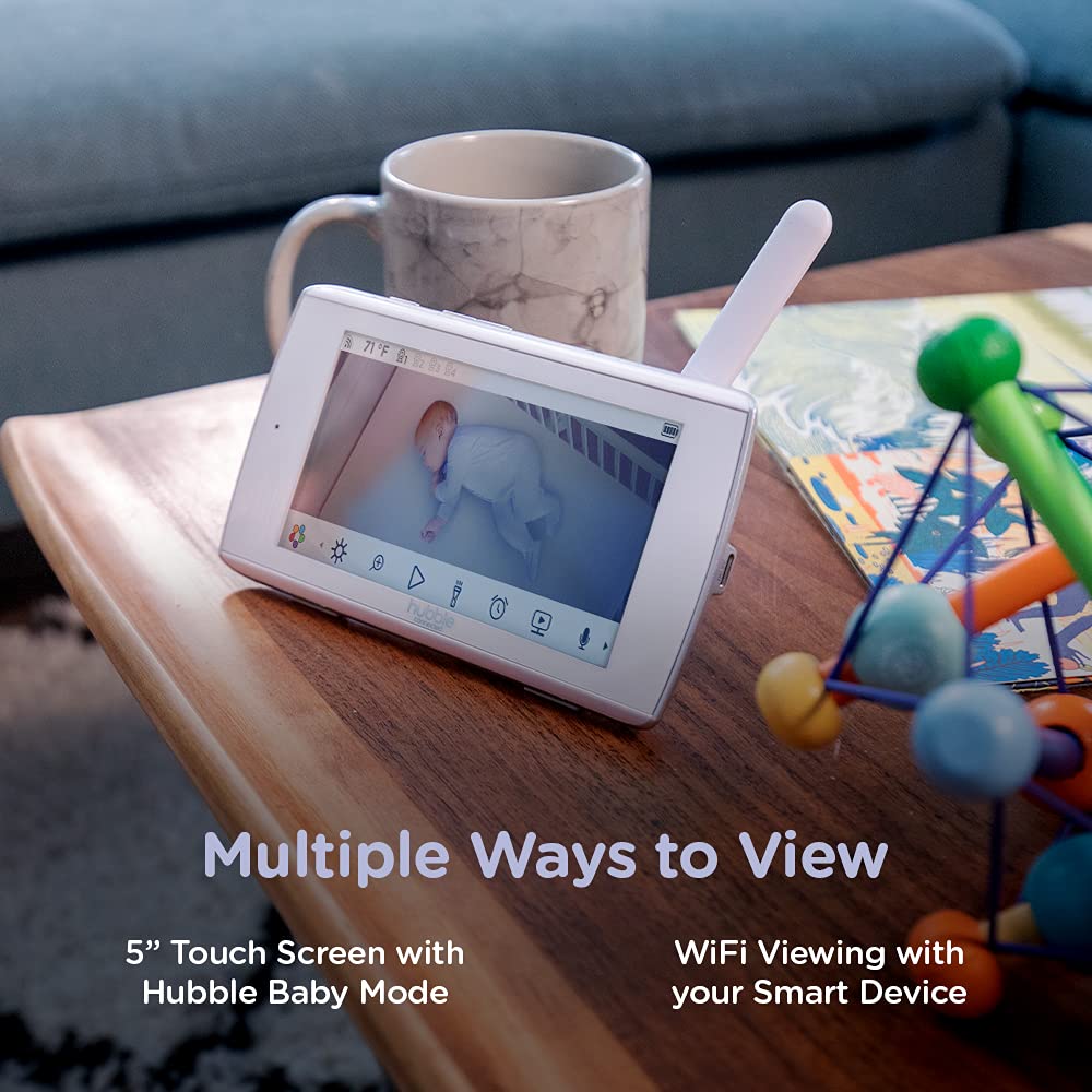 HUBBLE CONNECTED Nursery Pal Crib Edition β Smart Video Baby Monitor with 5" Touch Screen Display and Wi-Fi Connectivity, 7-Color Night Light and Sleep Trainer