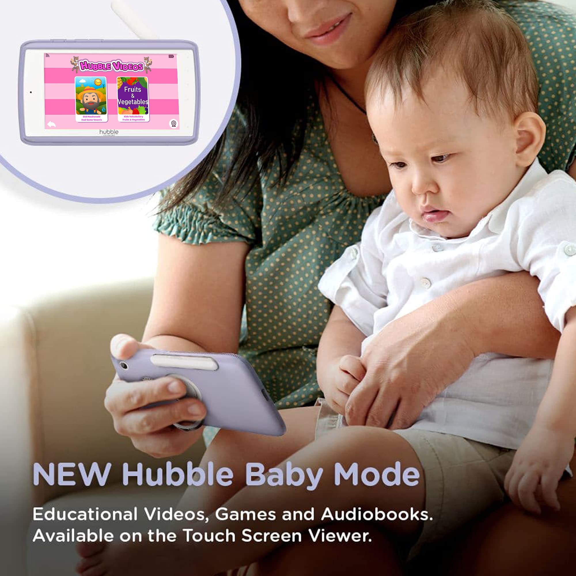 HUBBLE CONNECTED Nursery Pal Crib Edition β Smart Video Baby Monitor with 5" Touch Screen Display and Wi-Fi Connectivity, 7-Color Night Light and Sleep Trainer