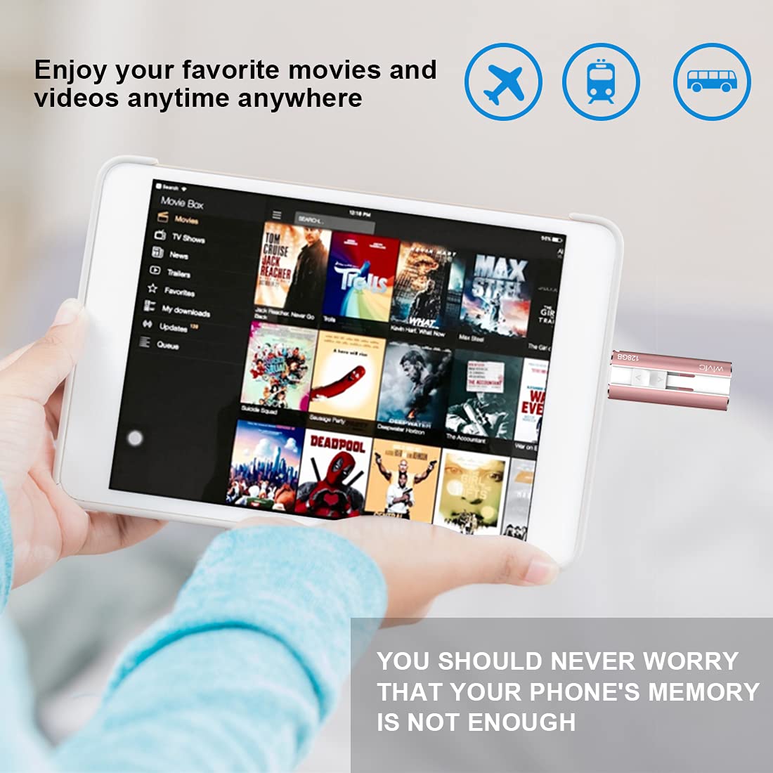 USB 3.0 Flash Drives 128GB, Y-Disk Photo Stick External Storage Memory Stick Compatible with Phone, iPad, Android, PC and More Devices (Pink)