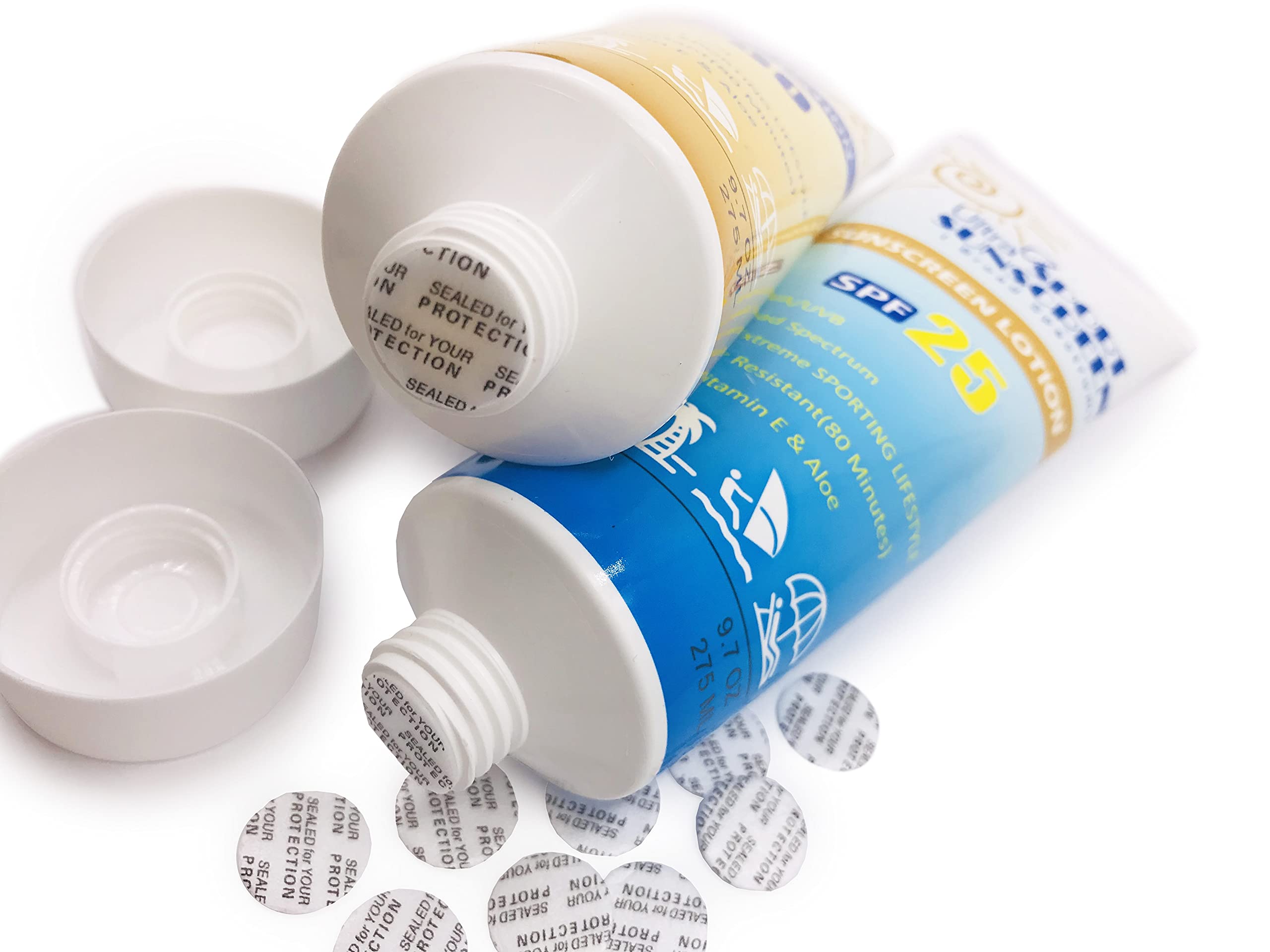 Sunscreen Flask Seals - 12 Pack of Hidden Flask Bottle Seals to Sneak Alcohol Anywhere- Leakproof Pressure Sensitive Adhesive Foam Safety Seal Replacements (17mm)