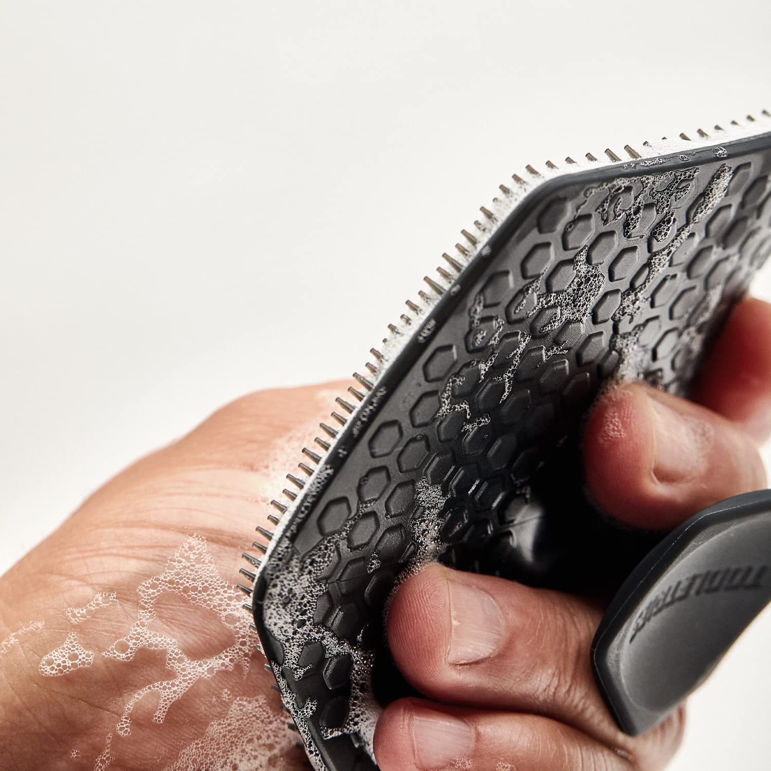 Tooletries - The Ultimate Scrubber Set - Silicone Shower Scrubber for Body with Shower Hook & Face Exfoliator Brush with Holder - Shower Accessories, Removable & Reusable - Charcoal
