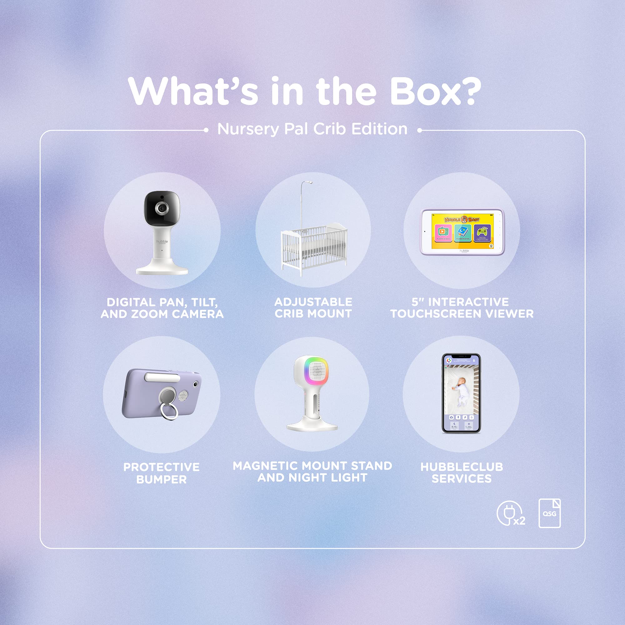 HUBBLE CONNECTED Nursery Pal Crib Edition β Smart Video Baby Monitor with 5" Touch Screen Display and Wi-Fi Connectivity, 7-Color Night Light and Sleep Trainer