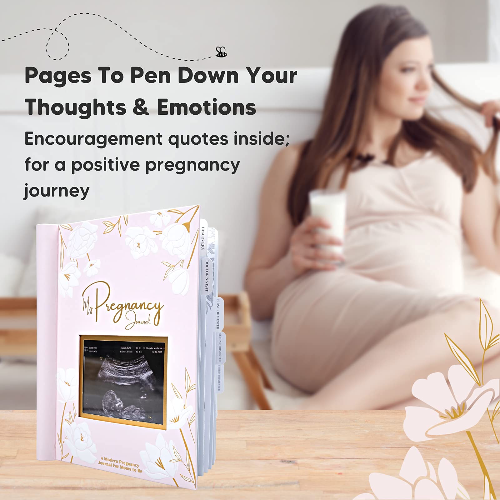 Pregnancy Journal And Baby Footprint & Handprint Inkless Ink Pad Bundle - 80 Pages Hard Cover Pregnancy Book For Mom To Be Gift - 2-Pack Clean Touch Hand and Foot Print Keepsake Ink Pads