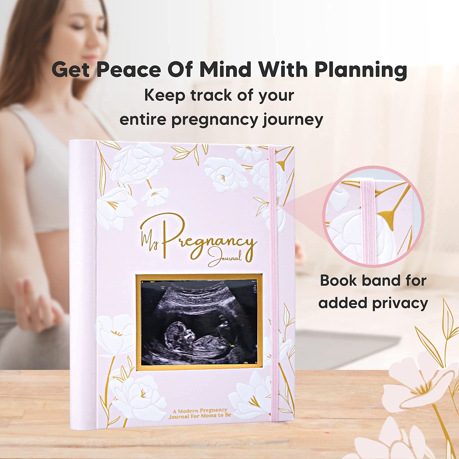 Pregnancy Journal And Baby Footprint & Handprint Inkless Ink Pad Bundle - 80 Pages Hard Cover Pregnancy Book For Mom To Be Gift - 2-Pack Clean Touch Hand and Foot Print Keepsake Ink Pads