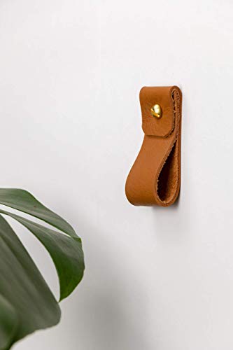 KEYAIIRA - Small Leather Wall Hook, minimalist leather strap hanger for bath towel holder leather wall hook strap towel hook bathroom decor brass towel ring nordic home