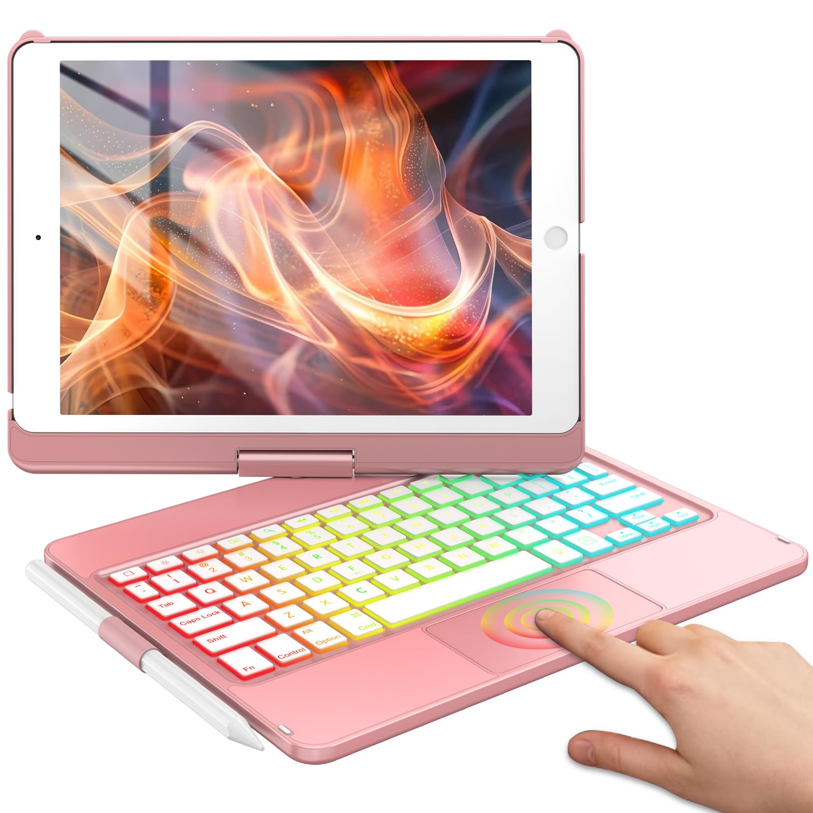 Keyboard Case for iPad 10.2 - iPad Keyboard 9th Generation & 8th & 7th Gen - Touch Keyboard - 360° Rotatable Protective Cover with Apple Pencil Holder - Backlight Wireless Keyboard - iPad 9 Keyboard