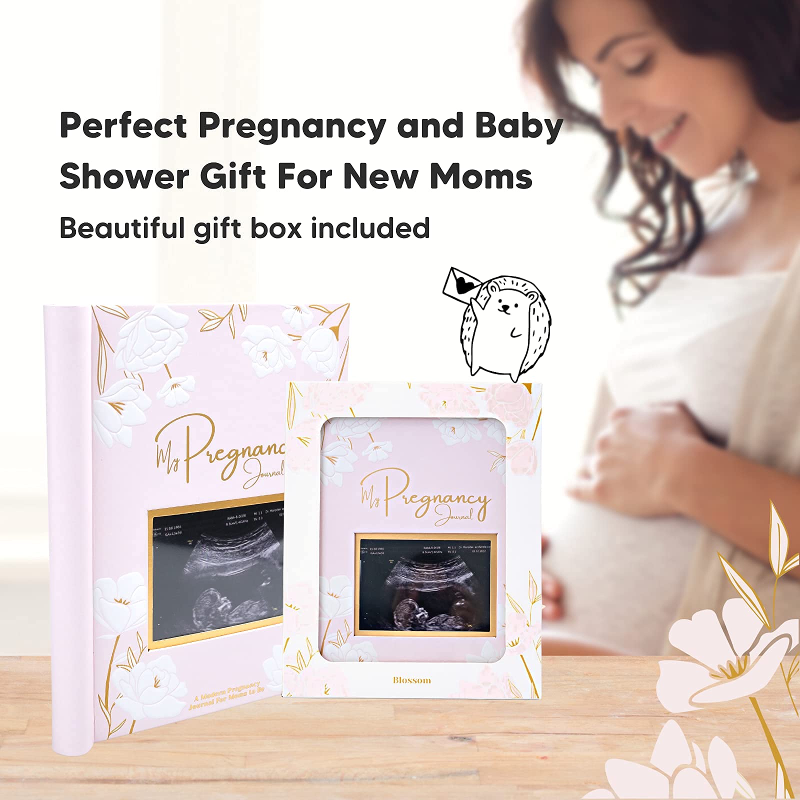 Pregnancy Journal And Baby Footprint & Handprint Inkless Ink Pad Bundle - 80 Pages Hard Cover Pregnancy Book For Mom To Be Gift - 2-Pack Clean Touch Hand and Foot Print Keepsake Ink Pads