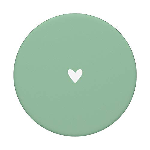Cute Hand Drawn White Minimalist Heart Phone-12 Mint-Green PopSockets PopGrip: Swappable Grip for Phones & Tablets