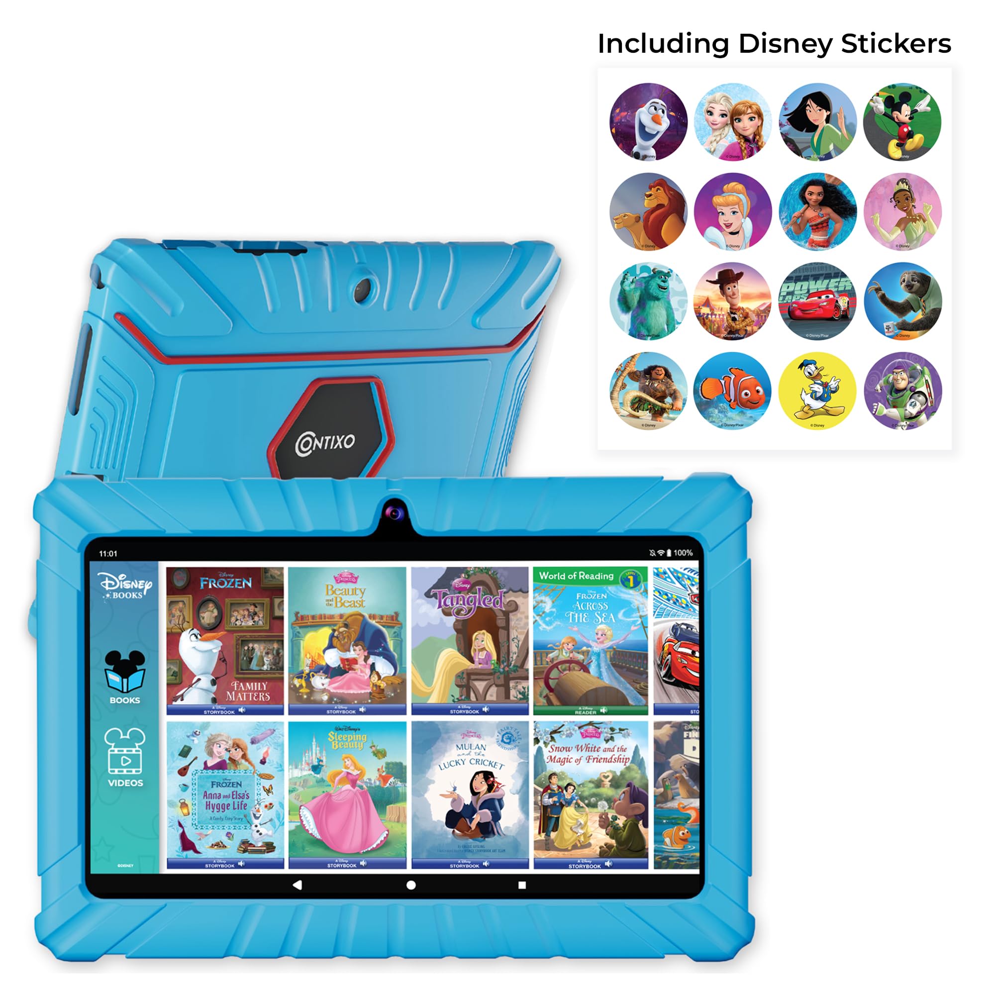 Contixo Kids Tablet V8, 7-inch HD, Ages 3-7, Toddler Tablet with Camera, Parental Control - Android 11, 16GB, WiFi, Learning Tablet for Children, 50+ Disney Storybooks Apps and Kid-Proof Case, Blue